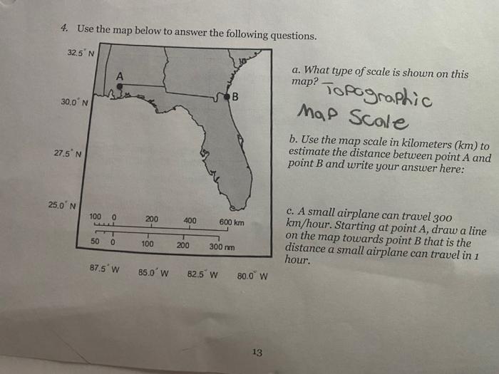 Solved 4. Use the map below to answer the following | Chegg.com