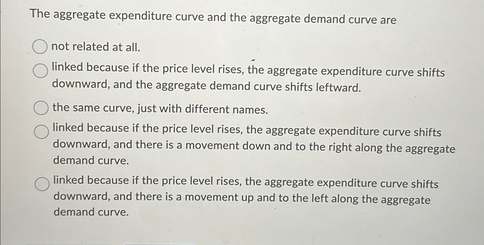 Solved The aggregate expenditure curve and the aggregate | Chegg.com