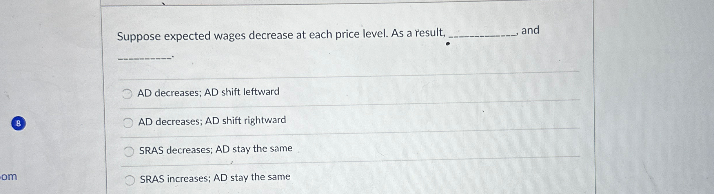 Solved Suppose expected wages decrease at each price level. | Chegg.com