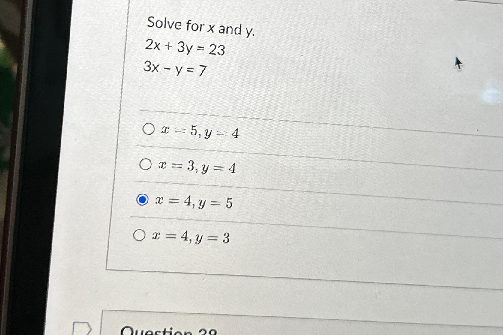 Solved Solve for x ﻿and | Chegg.com
