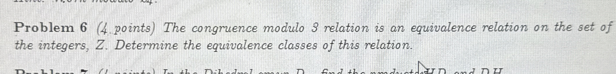 Solved Problem 6 (4.points) ﻿The congruence modulo 3 | Chegg.com