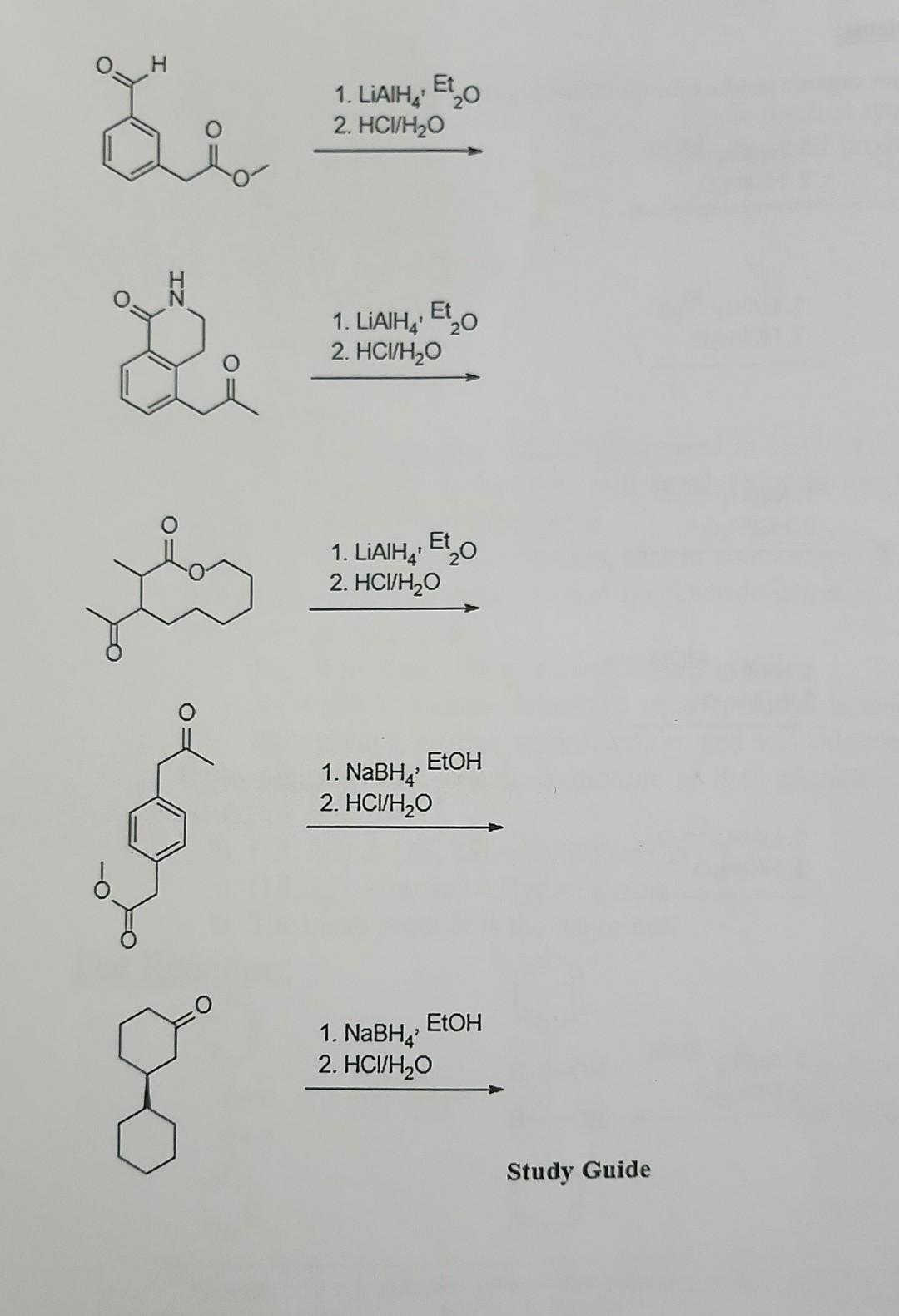 Solved 1. LiAlH4,Et2O 2. HCl4H2O 1. LiAlH4,Et2O 2. HClH2O 1. | Chegg.com