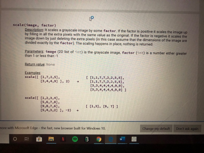 Solved scale(image, factor) Description: It scales a | Chegg.com