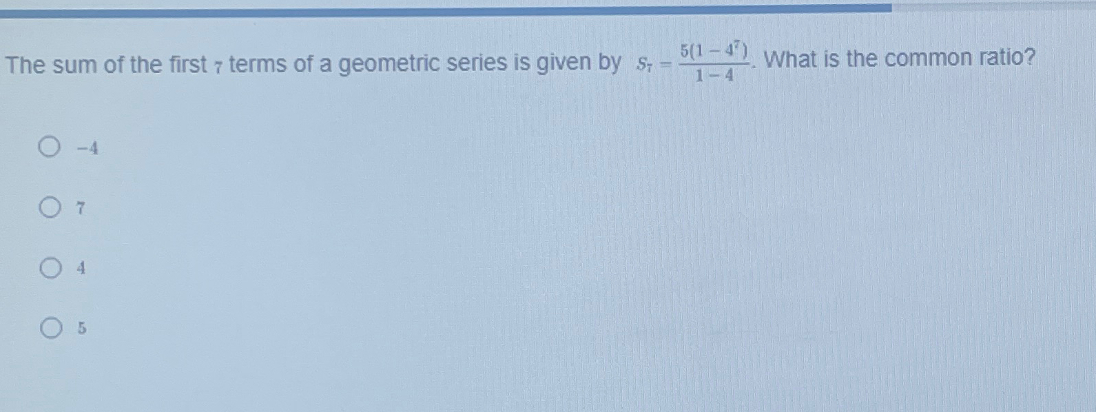 Solved The sum of the first 7 ﻿terms of a geometric series | Chegg.com