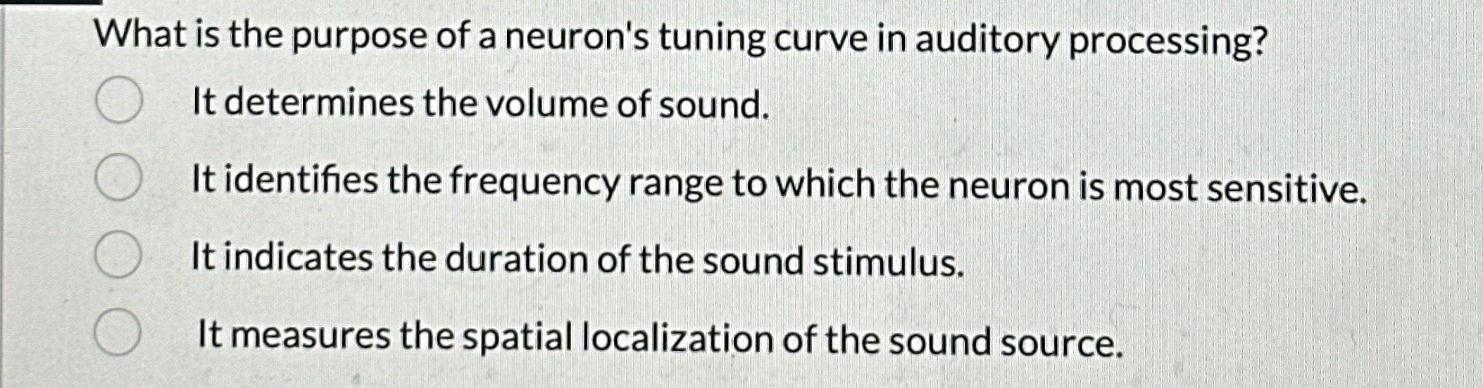 Solved What is the purpose of a neuron's tuning curve in | Chegg.com