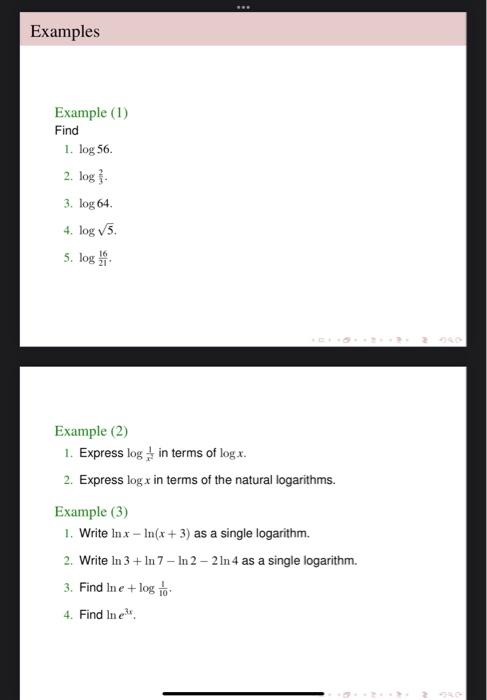 Solved Example (3) 1. Write lnx−ln(x+3) as a single | Chegg.com Solved Example (3) 1. Write lnx−ln(x+3) as a single | Chegg.com