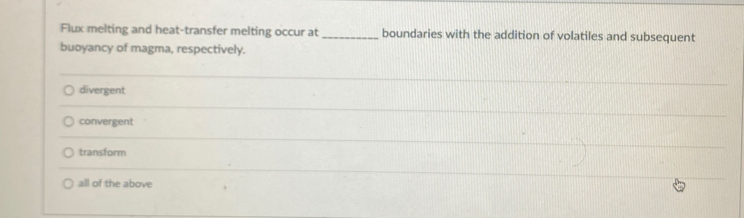 Solved Flux melting and heat-transfer melting occur at | Chegg.com