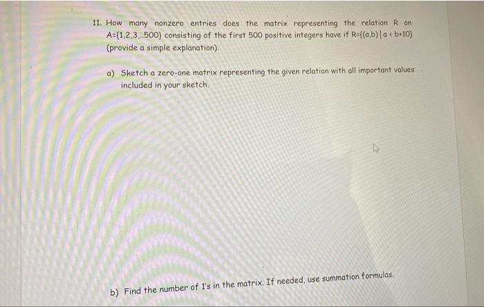 Solved 11. How many nonzero entries does the matrix | Chegg.com