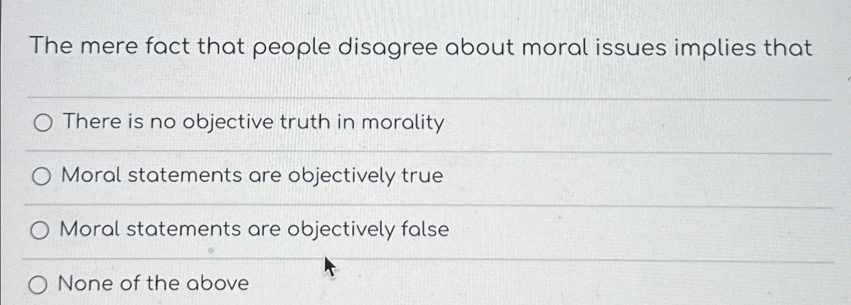 Solved The mere fact that people disagree about moral issues | Chegg.com