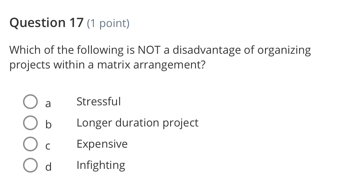 Solved Question 17 (1 ﻿point)Which of the following is NOT a | Chegg.com