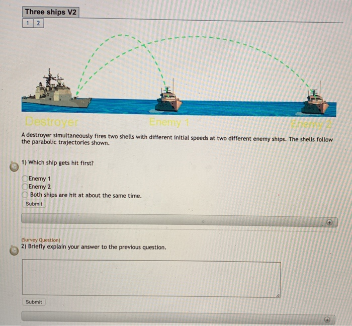 Solved Three ships V2 1 2 1 Destroye Enemy A destroyer | Chegg.com