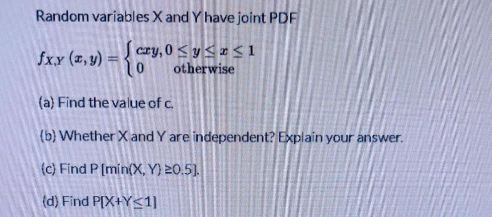 Solved Random variables X and Y have joint PDF $x,y (2, 3) = | Chegg.com