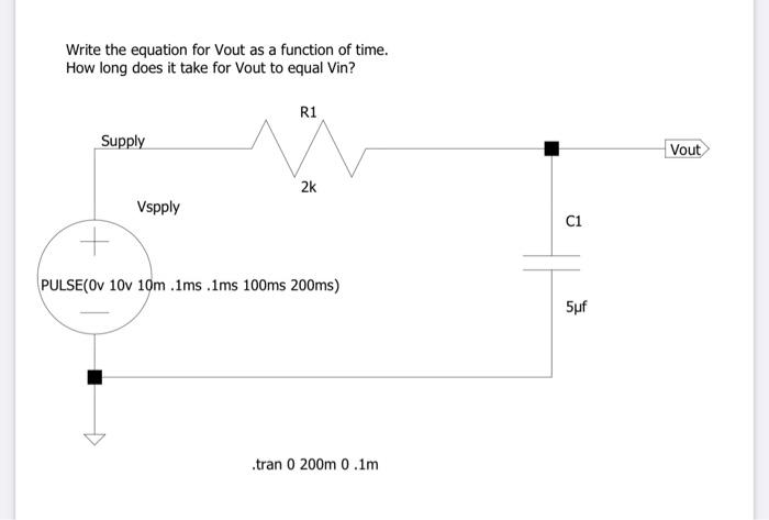 Solved Write the equation for Vout as a function of time. | Chegg.com