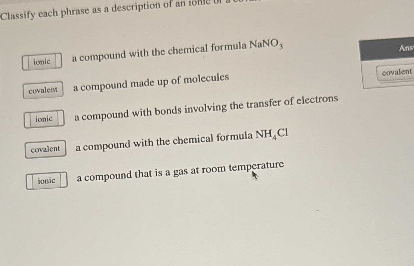 Solved Classify each phrase as a description of an tonica | Chegg.com