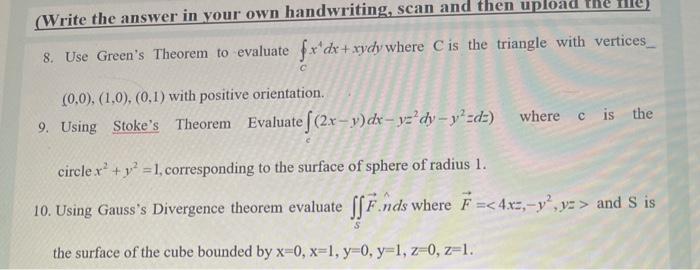 Solved (Write the answer in your own handwriting, scan and | Chegg.com