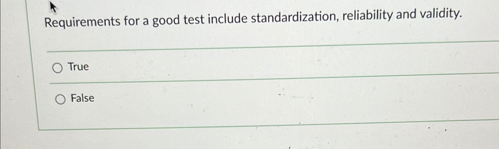 Solved Requirements for a good test include standardization, | Chegg.com