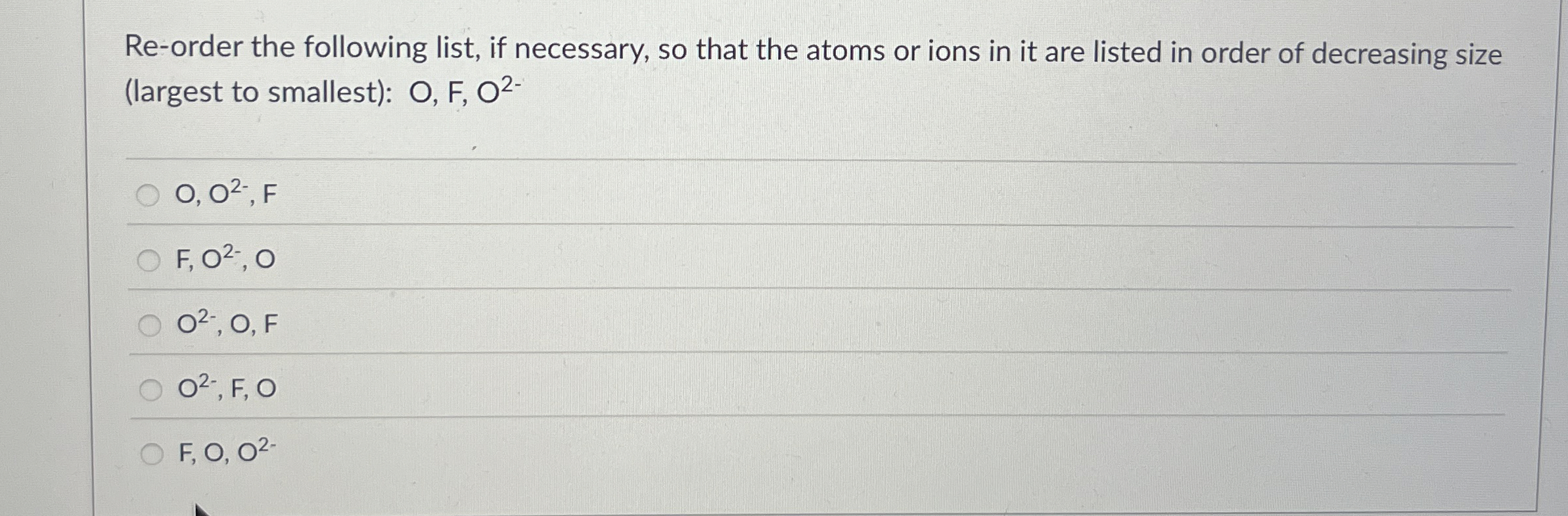 Solved Re-order the following list, if necessary, so that | Chegg.com