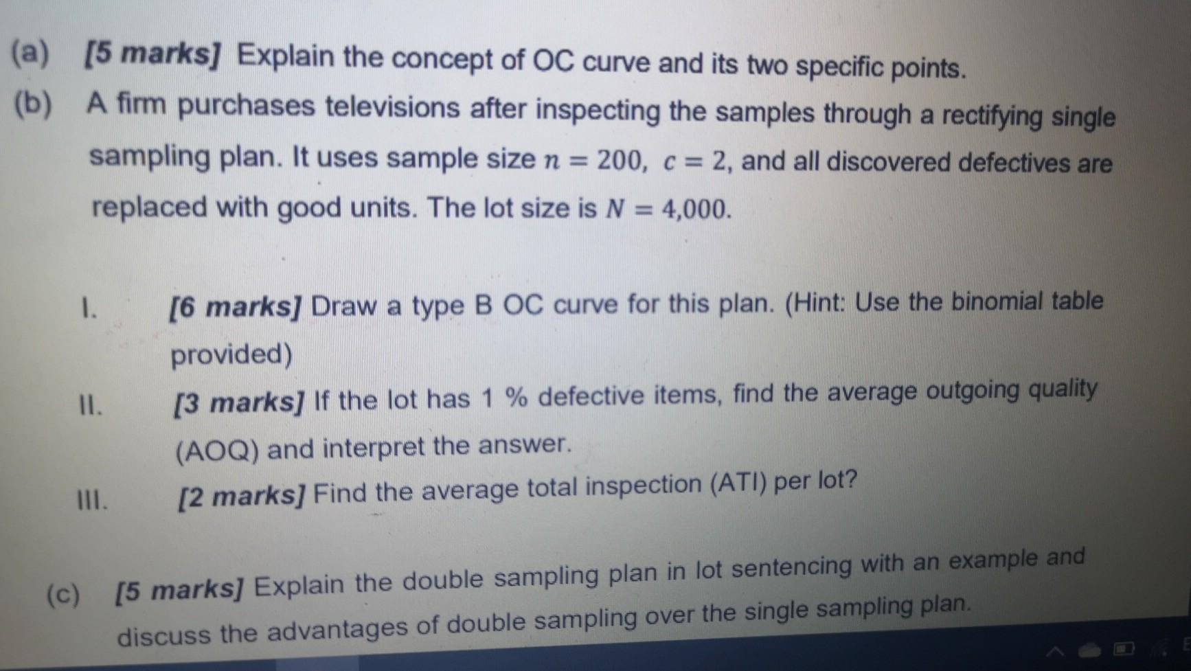 (a) [5 marks] Explain the concept of OC curve and its | Chegg.com