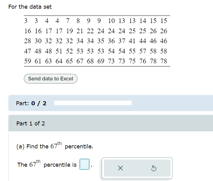 Solved For the data setPart: 0 / 2Part 1 ﻿of 2(a) ﻿Find the | Chegg.com