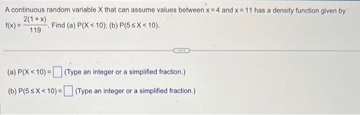 Solved A continuous random variable X that can assume values | Chegg.com