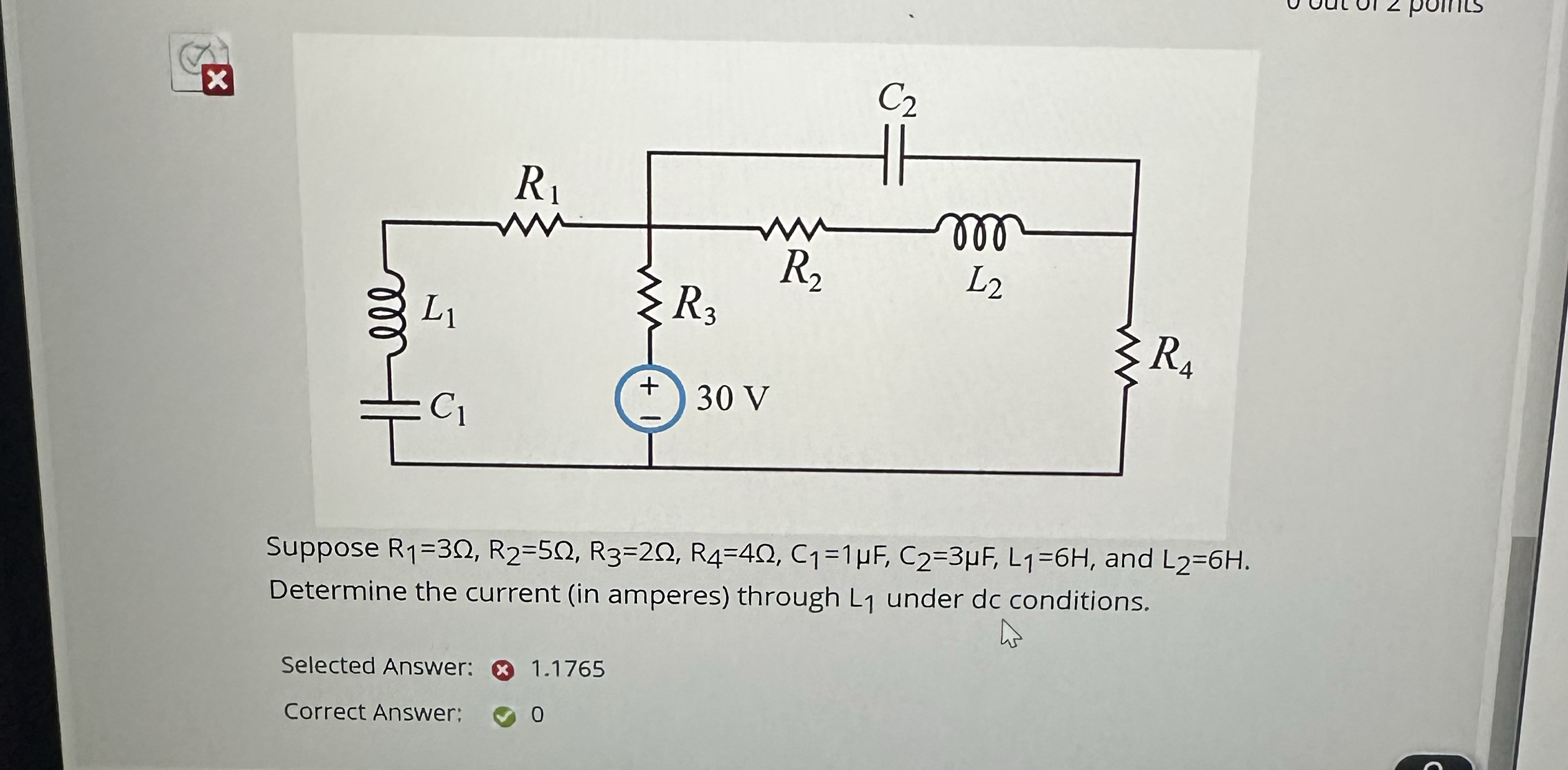 Solved Suppose R1=3Ω,R2=5Ω,R3=2Ω,R4=4Ω,C1=1μF,C2=3μF,L1=6H, | Chegg.com