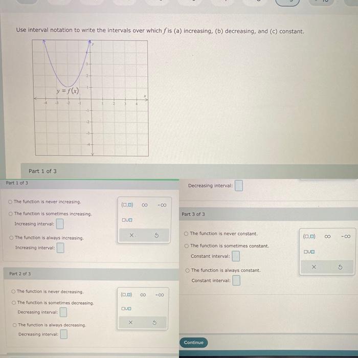 Solved Use interval notation to write the intervals over | Chegg.com