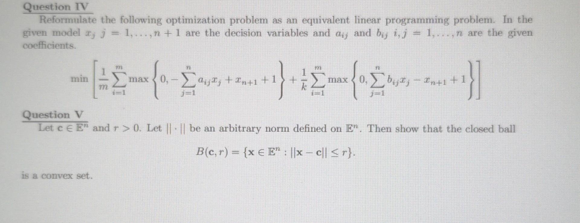 Solved Question IV Reformulate the following optimization | Chegg.com