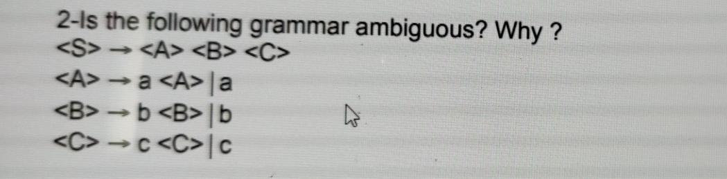 Solved 2-Is the following grammar ambiguous? Why? | Chegg.com
