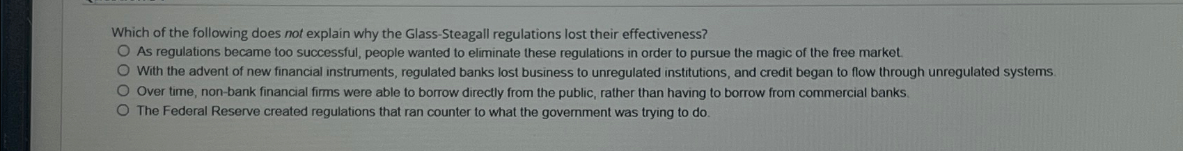 Solved Which of the following does not explain why the | Chegg.com