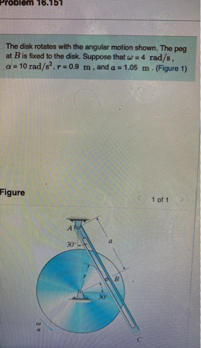 Solved Problem 16.151 The disk rotates with the angular | Chegg.com