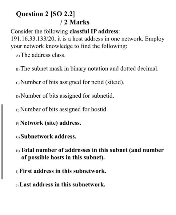 Solved Question 2 [SO 2.2] / 2 Marks Consider the following | Chegg.com
