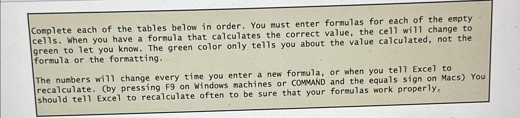 Solved Complete each of the tables below in order. You must | Chegg.com