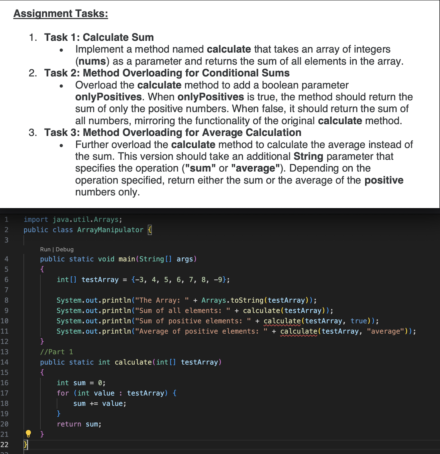 Beginner Java Question: Assignment Tasks:Task 1: | Chegg.com