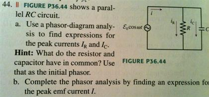 Solved FIGURE P36.44 shows a parallel RC circuit. Use a | Chegg.com