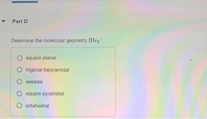 Solved Determine the molecular geometry for SF4. O trigonal | Chegg.com