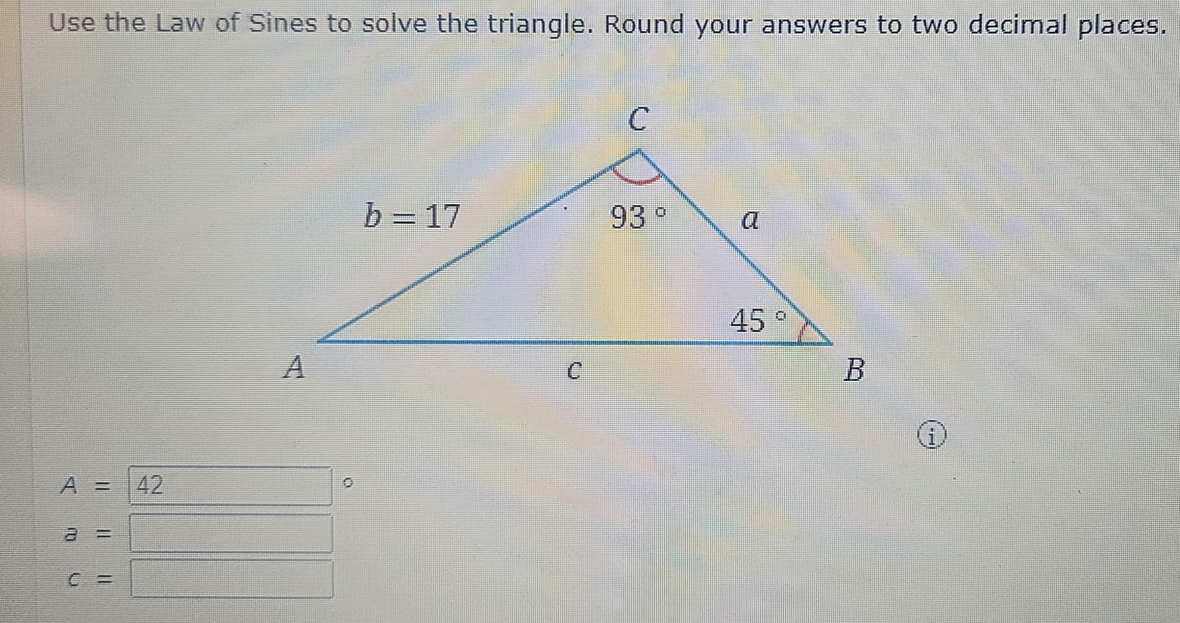 Solved Use the Law of Sines to solve the triangle. Round | Chegg.com