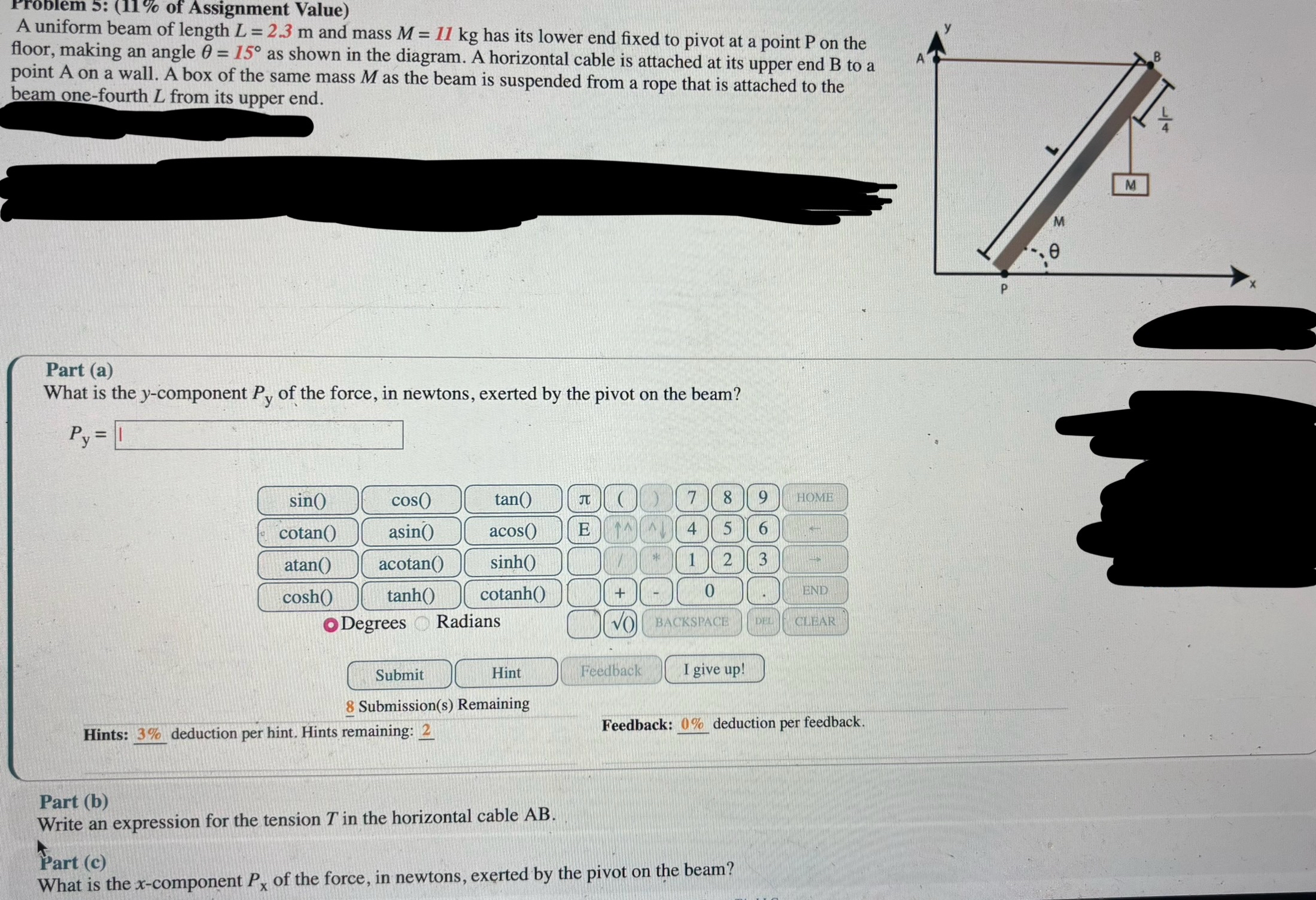 Solved Problem 5: (11% ﻿of Assignment Value)A uniform beam | Chegg.com