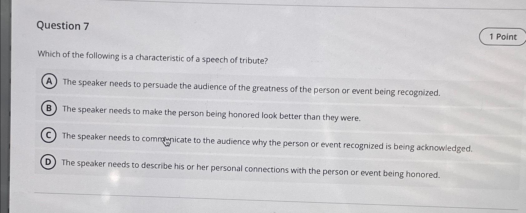 Solved Question 71 ﻿PointWhich of the following is a | Chegg.com