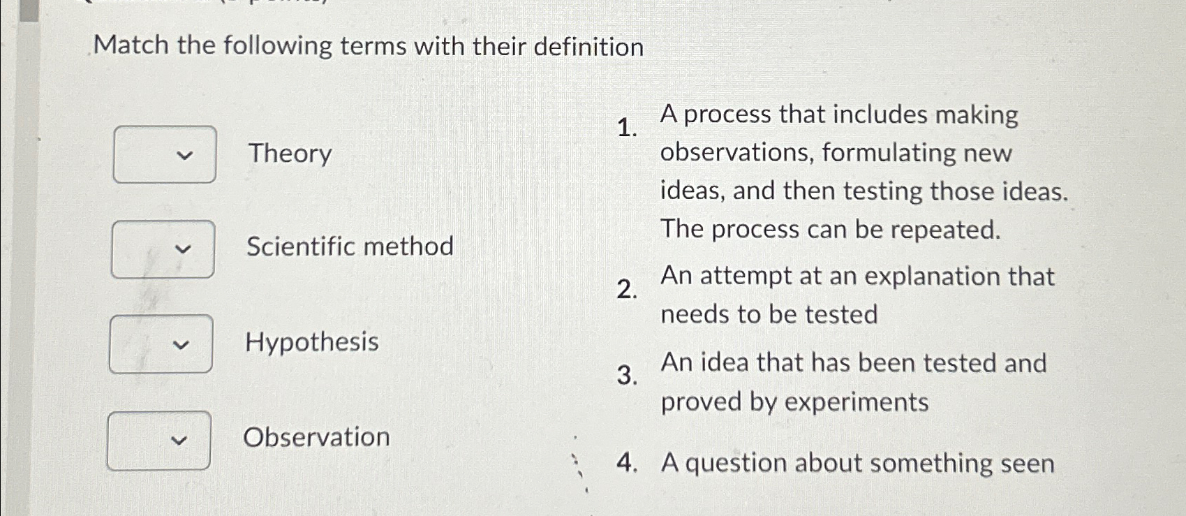 Solved Match the following terms with their | Chegg.com