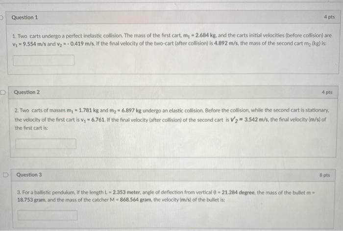 Solved Question 1 4 pts 1. Two carts undergo a perfect | Chegg.com