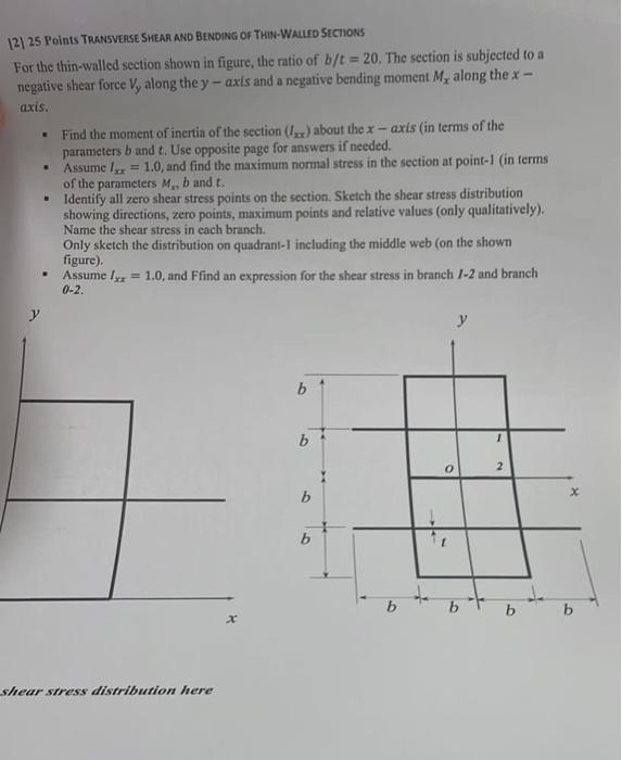 Solved 12) 25 Points Transverse SheAR AND Bending of | Chegg.com