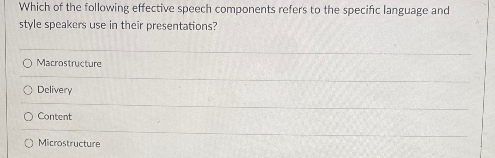 Solved Which of the following effective speech components | Chegg.com