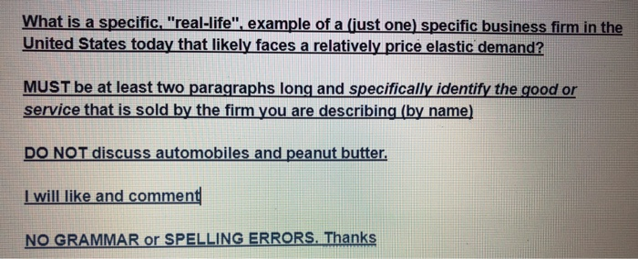 Solved What is a specific, "real-life", example of a (just | Chegg.com