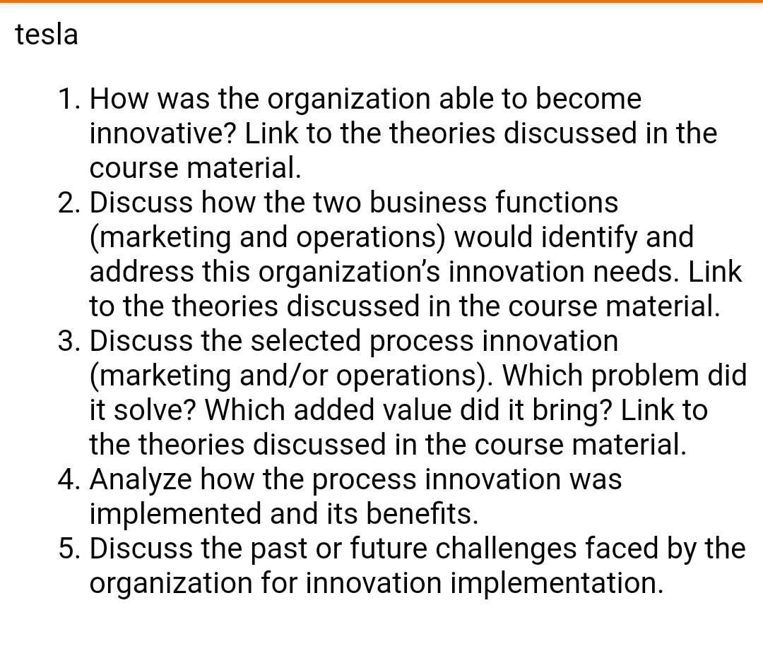 Solved tesla 1. How was the organization able to become | Chegg.com