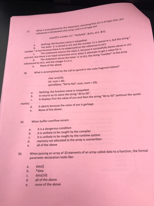 Solved 27. What is accomplished by this statement, assuming | Chegg.com