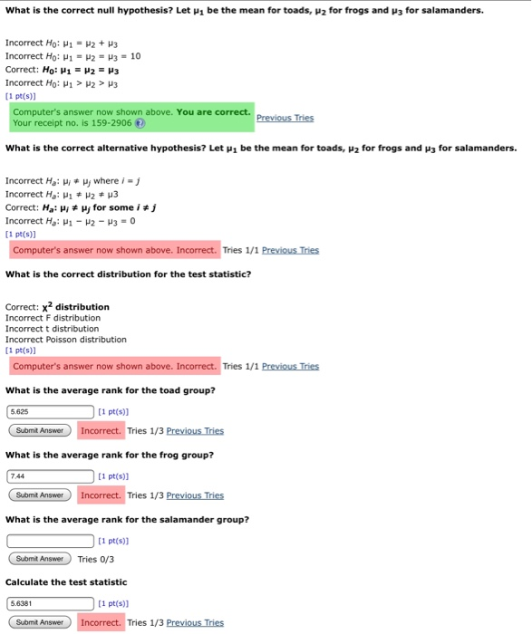 Solved [9 total pt(s)] Samples of three different species of | Chegg.com