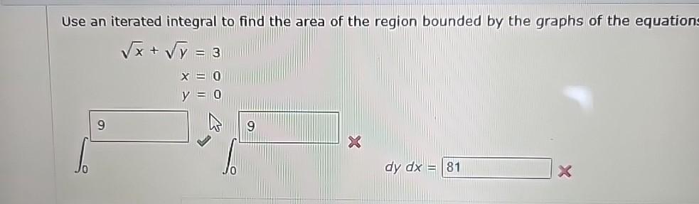 Solved Use an iterated integral to find the area of the | Chegg.com