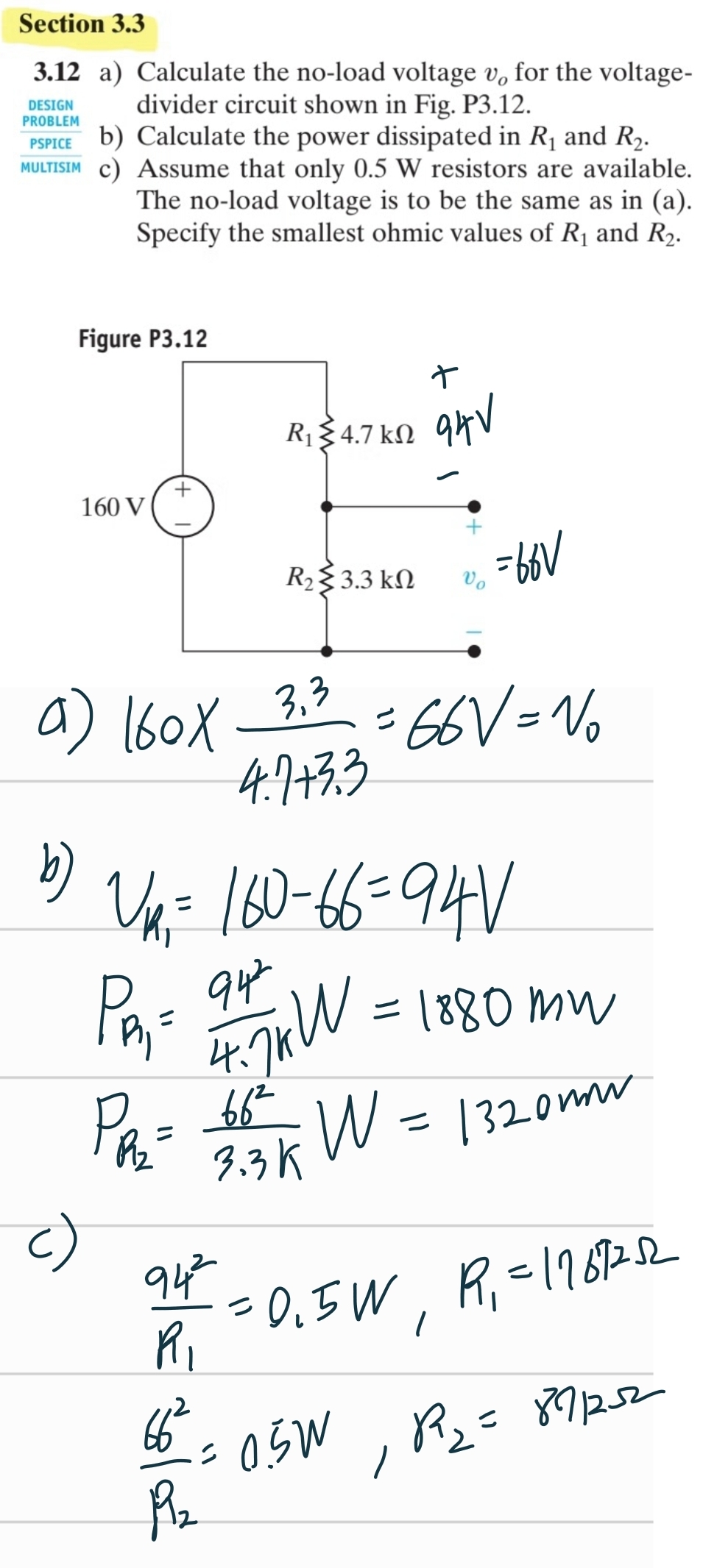 Solved Section 3.33.12 ﻿a) ﻿Calculate the no-load voltage vo | Chegg.com