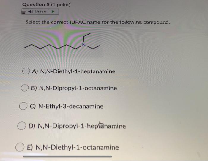 Solved Question 5 (1 point) 1) Listen Select the correct | Chegg.com