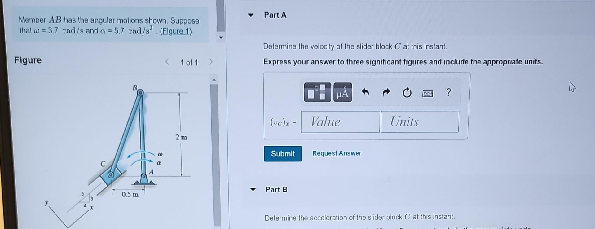 Solved Member AB has the angular motions shown. Suppose that | Chegg.com